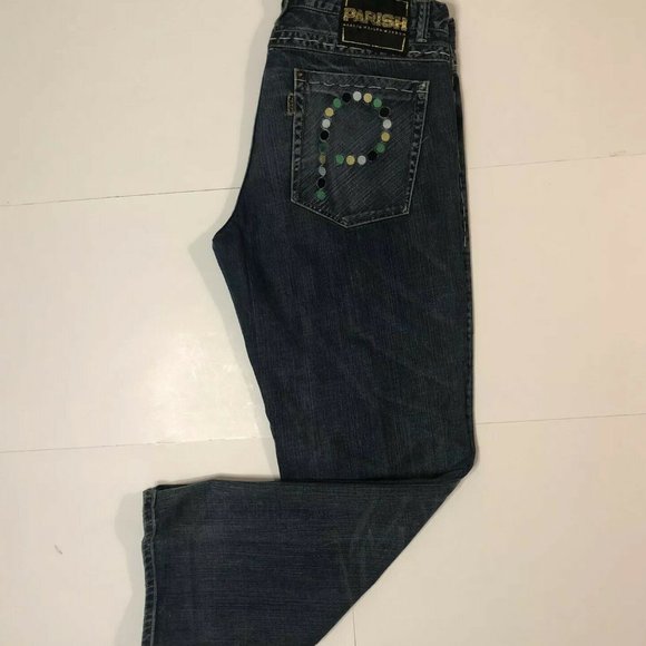 Parish | Jeans | Parish Mens Jeans Embellished 4x34 Blue Medium Wash ...